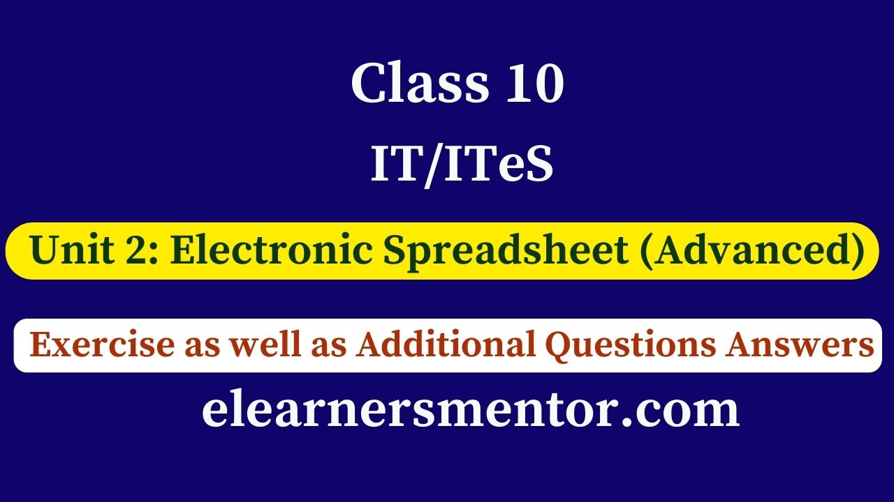 Class 10 IT/ITeS additional Questions answers of Unit 2: Electronic ...