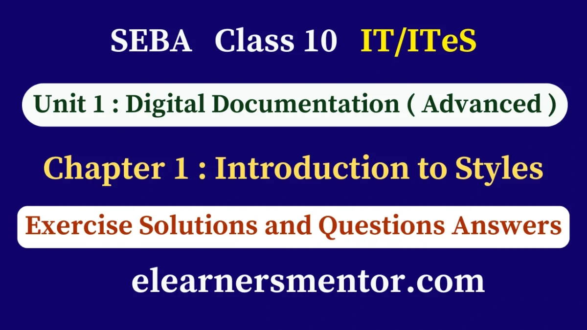 SEBA Class 10 IT/ITeS Chapter 1 Introduction to Styles questions ...